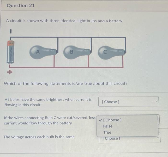 Solved A circuit is shown with three identical light bulbs | Chegg.com