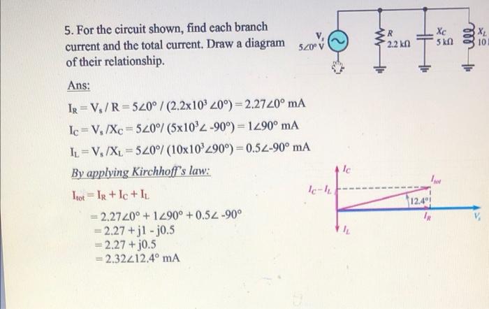 Solved 5. For the circuit shown, find each branch current | Chegg.com