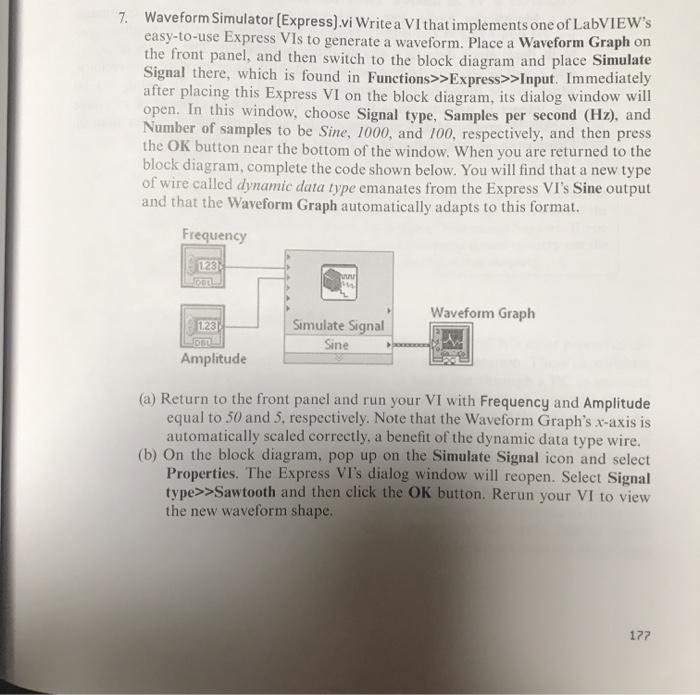 Solved 7. Waveform Simulator (Express).vi Write a VIthat | Chegg.com