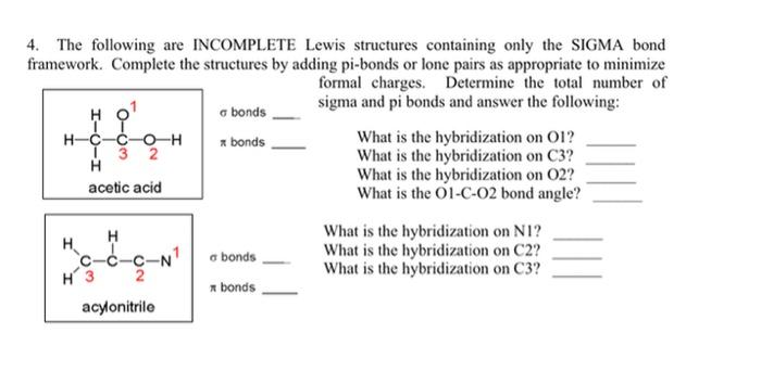 Solved 4. The following are INCOMPLETE Lewis structures | Chegg.com