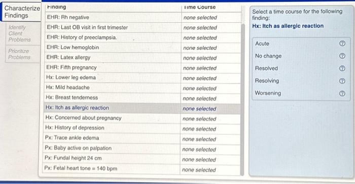 Solved Select whether the finding is acute, no chnage, | Chegg.com