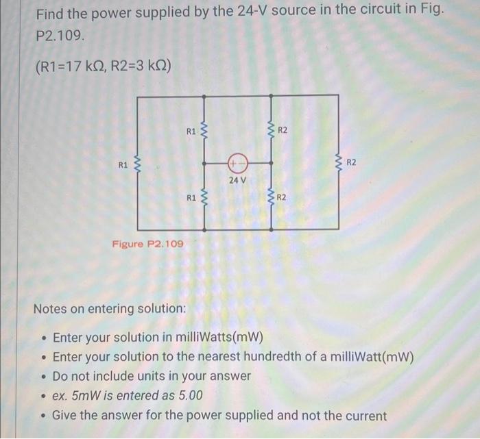 Solved Find the power supplied by the 24−V source in the | Chegg.com
