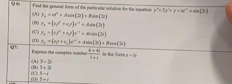 Solved Find the general form of the particular solution for | Chegg.com