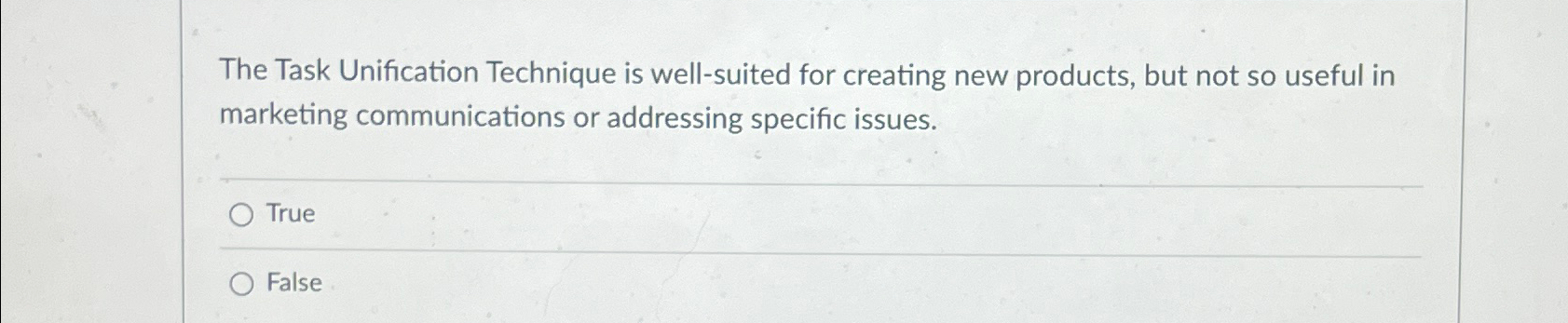 Solved The Task Unification Technique is well-suited for | Chegg.com