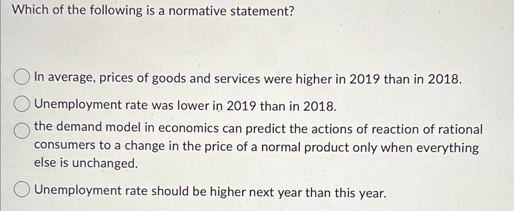 Solved Which of the following is a normative statement?In | Chegg.com