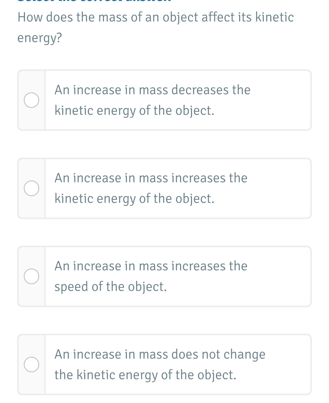 Solved How does the mass of an object affect its kinetic | Chegg.com