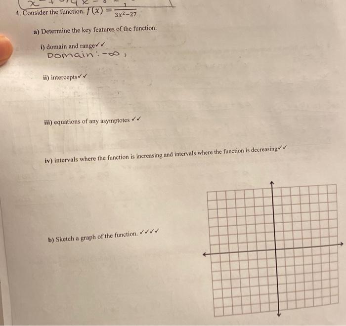 Solved ider the function. f(x)=3x2−271 Determine the key | Chegg.com