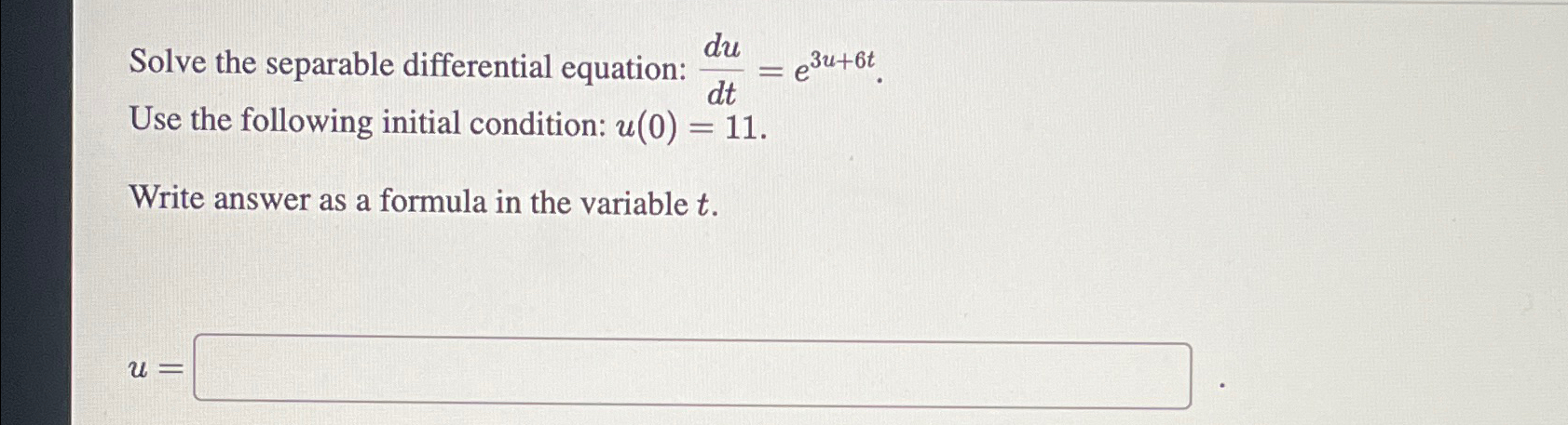 Solved Solve the separable differential equation: | Chegg.com