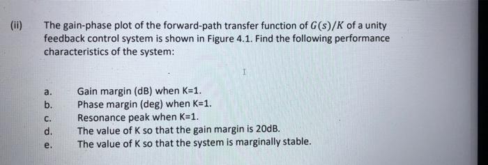 Solved ( (ii) The gain-phase plot of the forward-path | Chegg.com