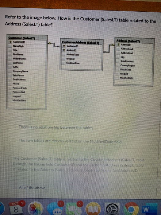 Solved Refer to the image and select the Primary key for the | Chegg.com