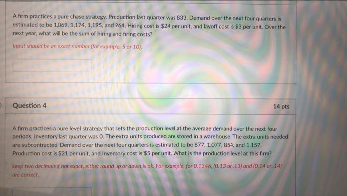 Solved A firm practices a pure chase strategy. Production | Chegg.com