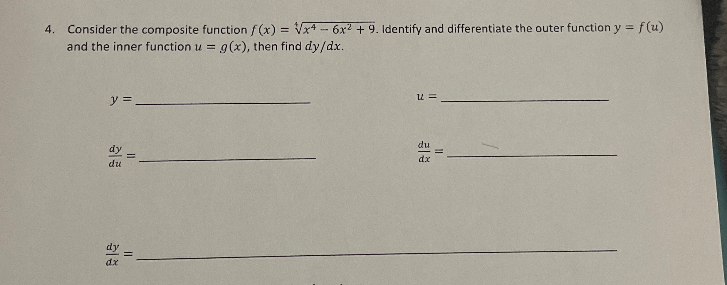 Solved Consider the composite function f(x)=x4-6x2+94. | Chegg.com