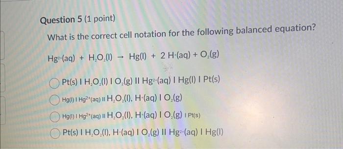 Solved Question 5 (1 point) What is the correct cell | Chegg.com