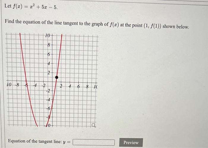 Solved Let f(x)=x2+5x−5. Find the equation of the line | Chegg.com