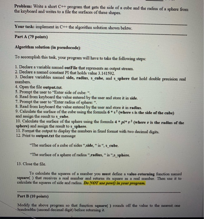 Solved Problem Write A Short C Program That Gets The Side