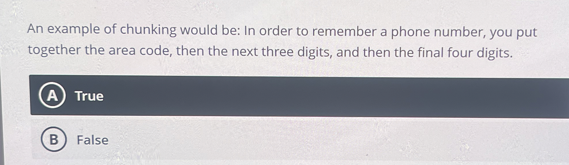 Solved An example of chunking would be: In order to remember | Chegg.com