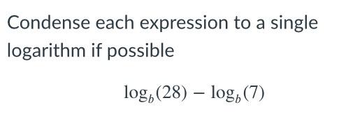 Solved Condense each expression to a single logarithm if | Chegg.com