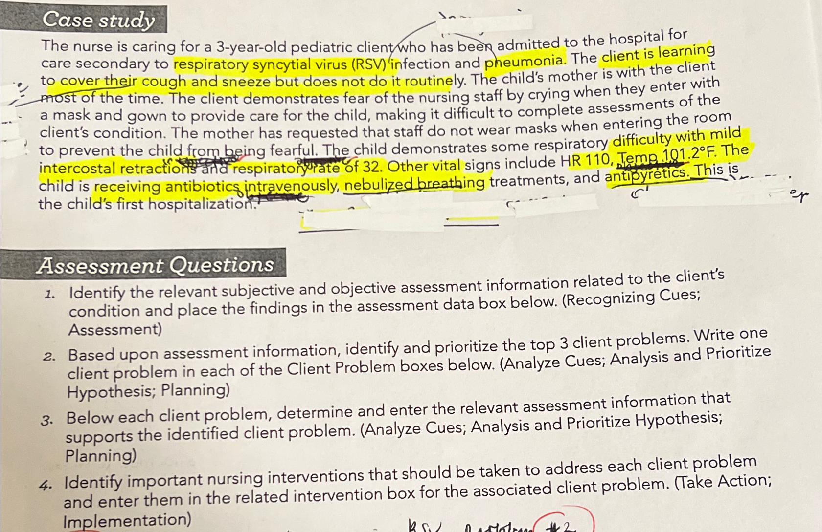 Solved Case studyThe nurse is caring for a 3-year-old | Chegg.com