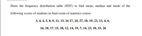 Solved Draw the frequency distribution table (FDT) to find | Chegg.com