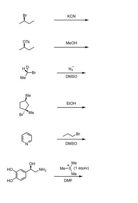Solved KCN MeOH HD Br Ng Mé DMSO EtOH Br DMSO OH + Me HO | Chegg.com