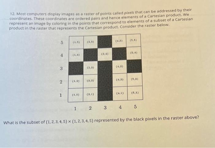 Solved 12. Most computers display images as a raster of | Chegg.com