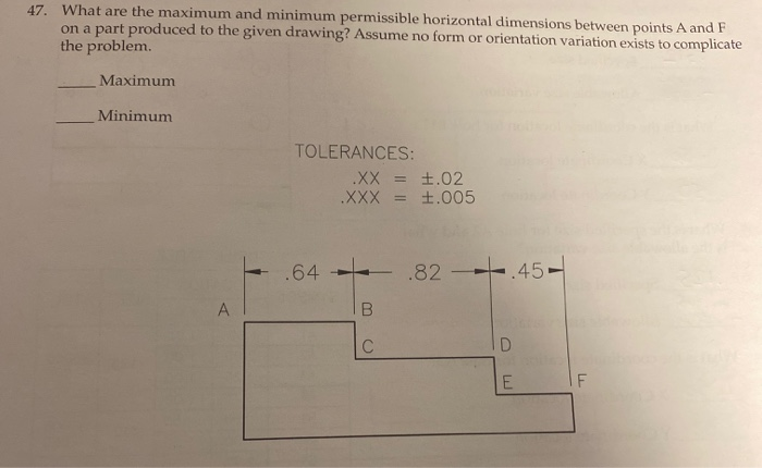Solved 47. What are the maximum and minimum permissible | Chegg.com