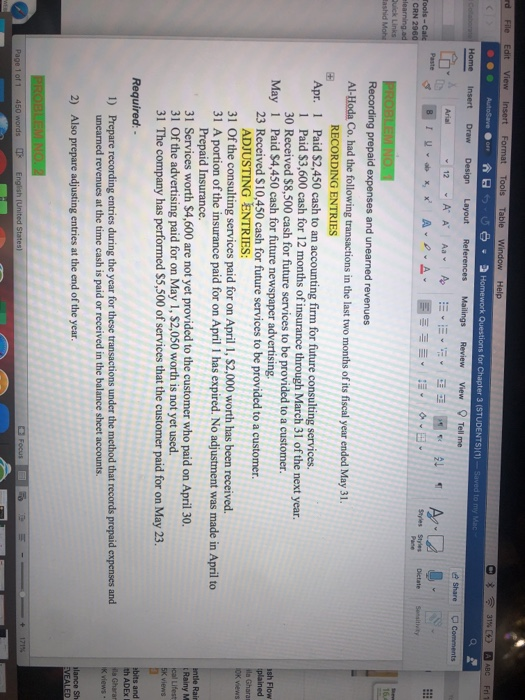 Solved rd File Edit View Insert Format Tools Table Window | Chegg.com