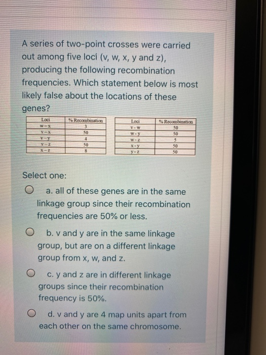 Solved A series of two-point crosses were carried out among | Chegg.com