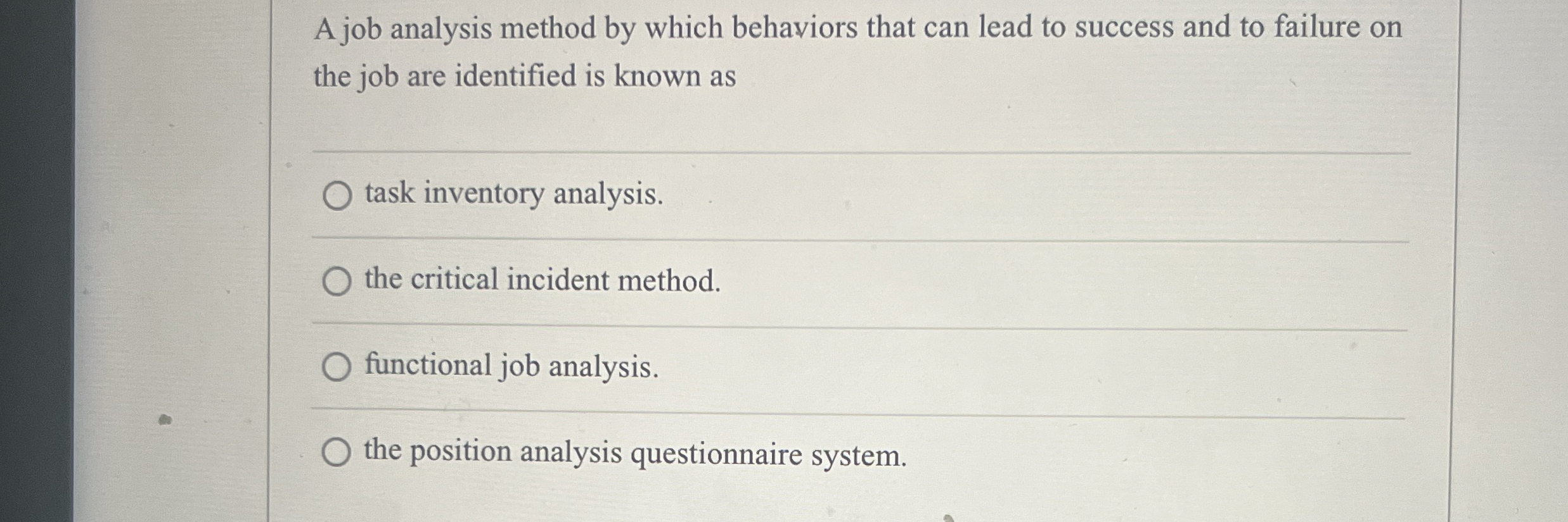 Solved A job analysis method by which behaviors that can | Chegg.com