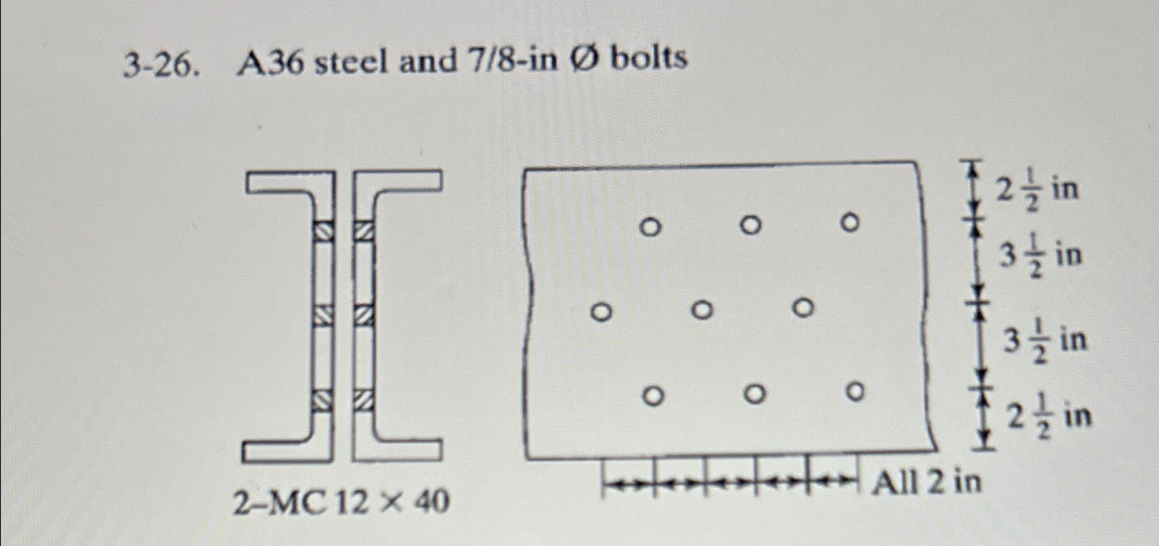 3-26. ﻿A36 ﻿steel and 7/8-in O? ﻿bolts | Chegg.com