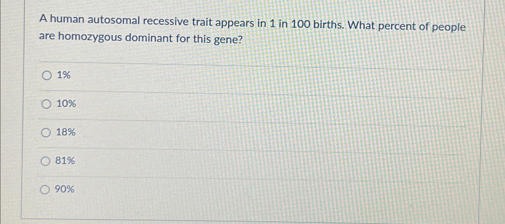 Solved A human autosomal recessive trait appears in 1 ﻿in | Chegg.com