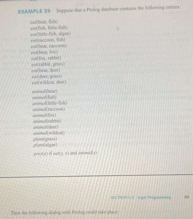 EXAMPLE 39 Suppose that a Prolog database contains | Chegg.com