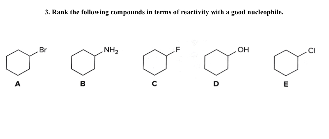 Solved Rank the following compounds in terms of reactivity | Chegg.com
