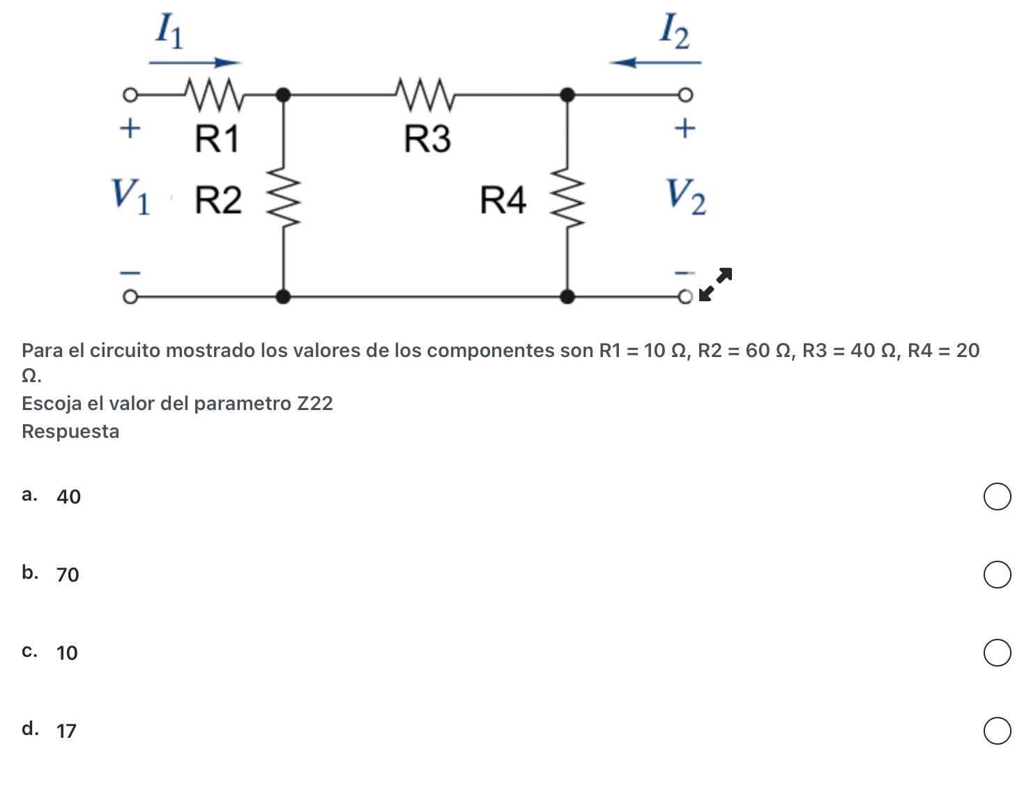Solved Para el circuito mostrado los valores de los | Chegg.com