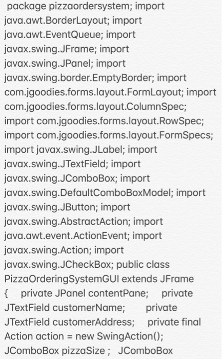 Solved package pizzaordersystem; import | Chegg.com