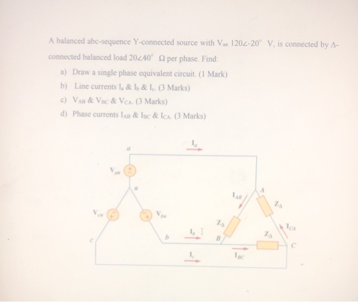 Solved A balanced abc-sequence Y-connected source with Van | Chegg.com