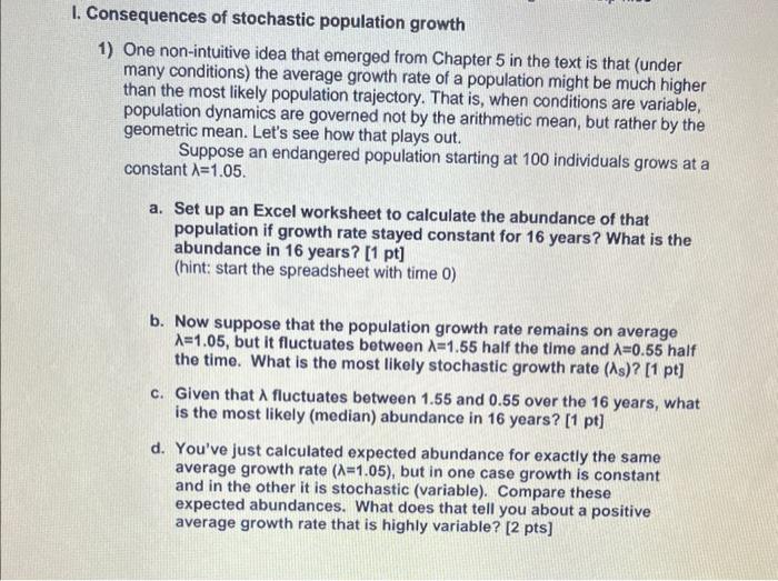 Solved Sonsequences of stochastic population growth 1) One | Chegg.com