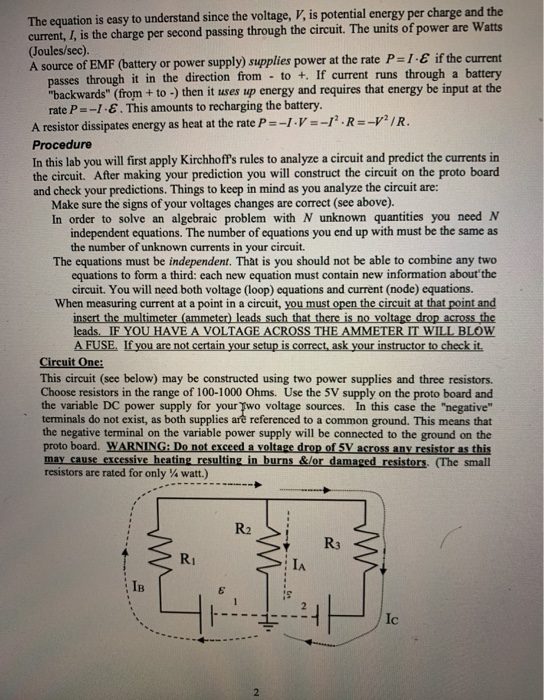 Solved: How To Write Kirchhoff's Equations For Circuit 1 A... | Chegg.com