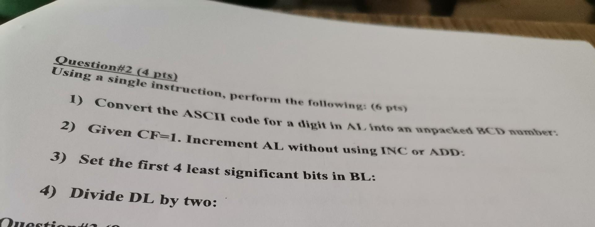 Question* 2 (4 pis) Using a single instruction, | Chegg.com