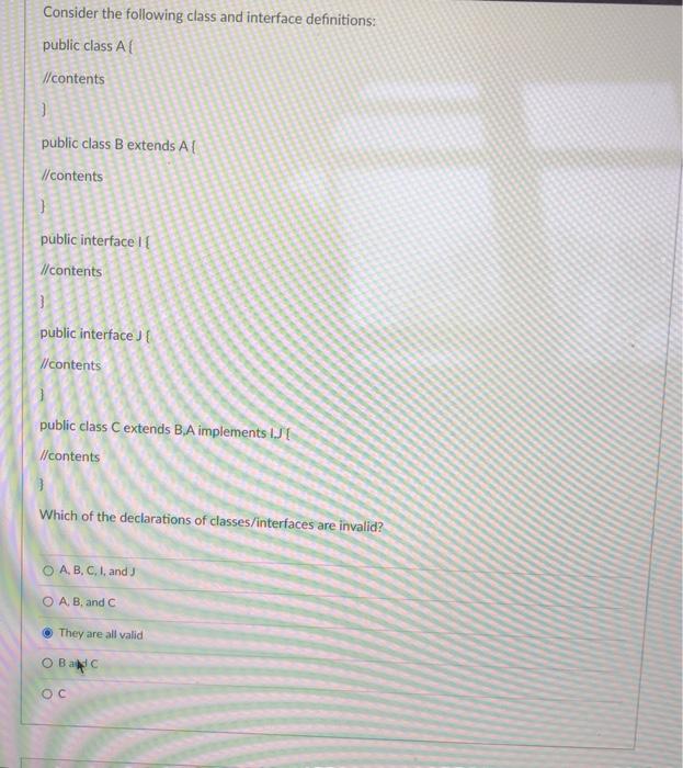 Solved Consider the following class and interface | Chegg.com