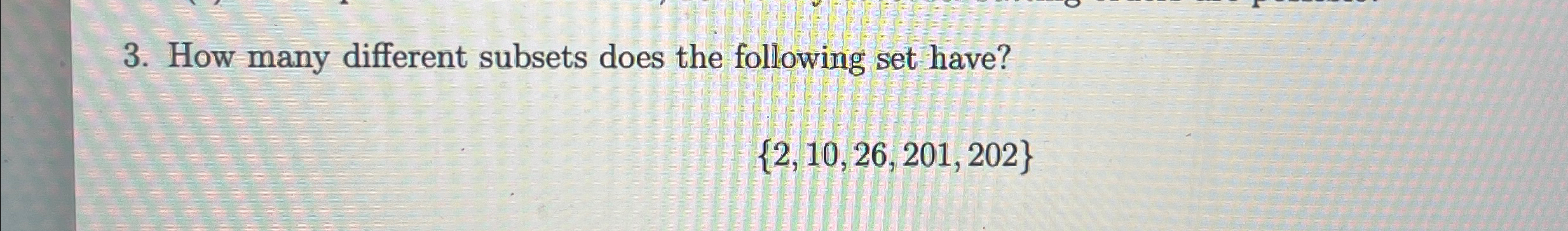 Solved How many different subsets does the following set | Chegg.com