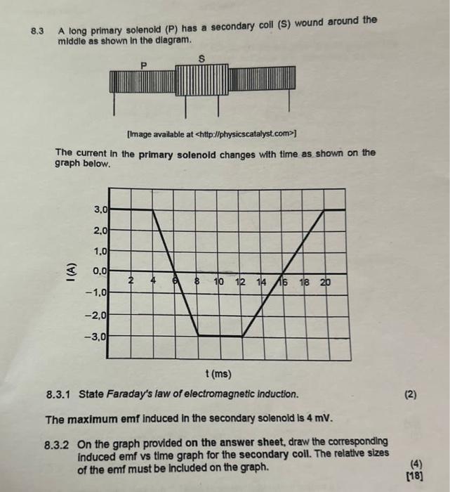 Solved 8.3 A long primary solenoid (P) has a secondary coll | Chegg.com