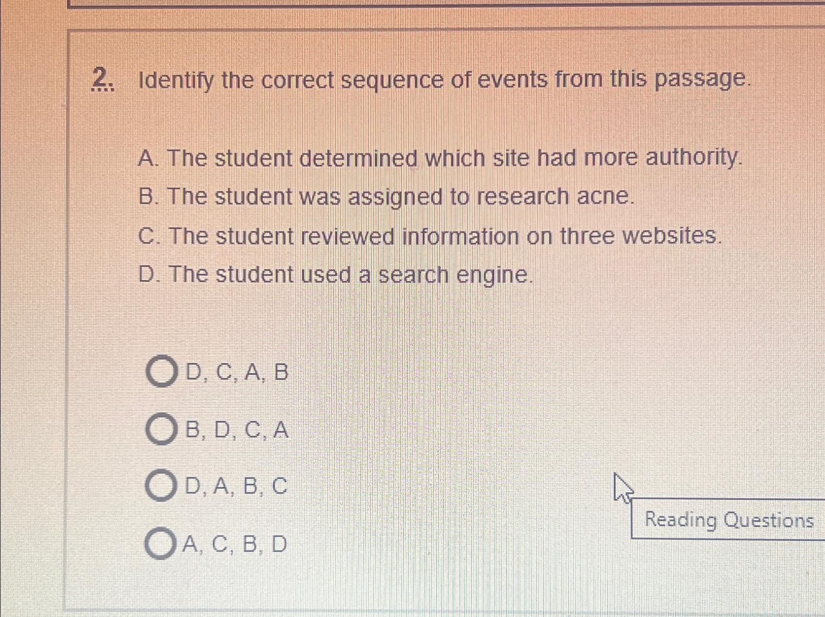 Solved Identify the correct sequence of events from this | Chegg.com
