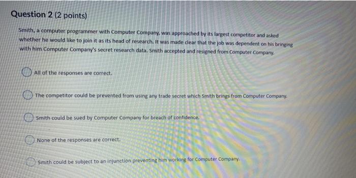 Solved Question 2 (2 points) Smith, a computer programmer | Chegg.com