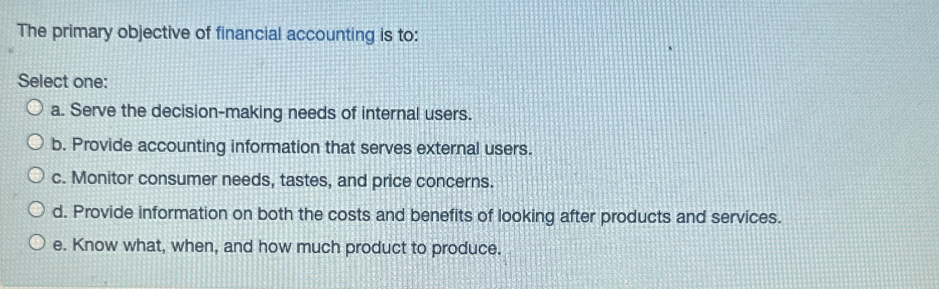 Solved The primary objective of financial accounting is | Chegg.com
