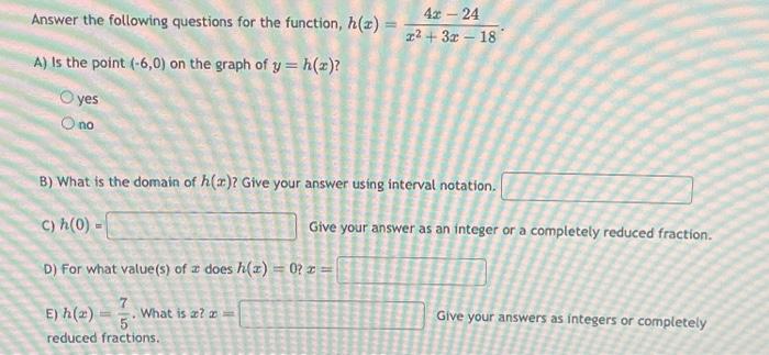 Solved Answer the following questions for the function, h(x) | Chegg.com