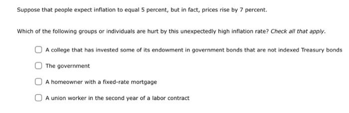 Solved Suppose that people expect inflation to equal 5 | Chegg.com