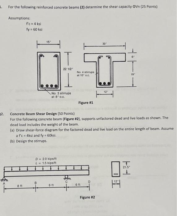 Solved For the following reinforced concrete beams (2) | Chegg.com