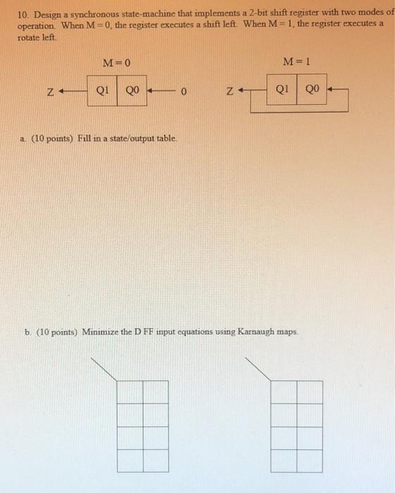 Solved 10. Design a synchronous state-machine that | Chegg.com