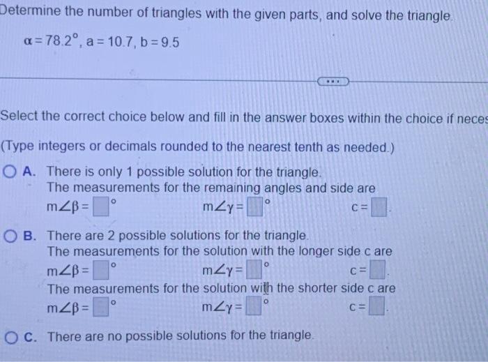 Solved Determine the number of triangles with the given | Chegg.com